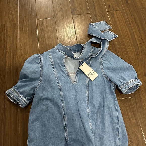 Zara | Tops | Zara Blogger Denim Tied Blouse | Poshmark